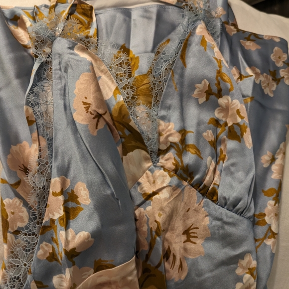 Reformation | Dresses | Reformation Maysen Silk Dress Pale Blue Combo ...